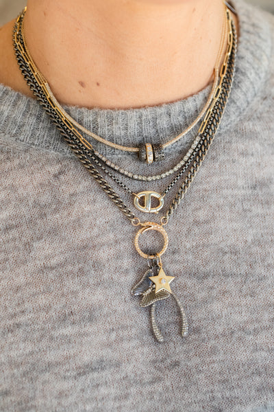 14K Gold Large Rima Snake Lock Necklace: Silver Cuban Chain | J. Landa