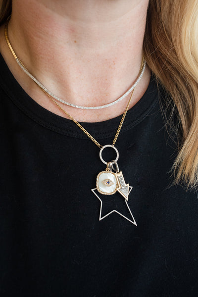 Thin 14K Gold & Sterling Silver Segmented Diamond Tennis Necklace | J ...